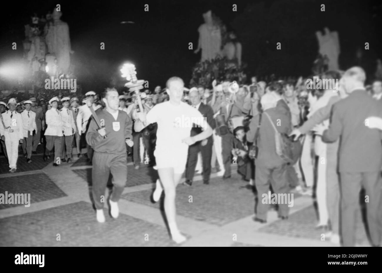 OLYMPIC GAME TORCH ARRIVES ROME 25 AUGUST 1960 Stock Photo - Alamy