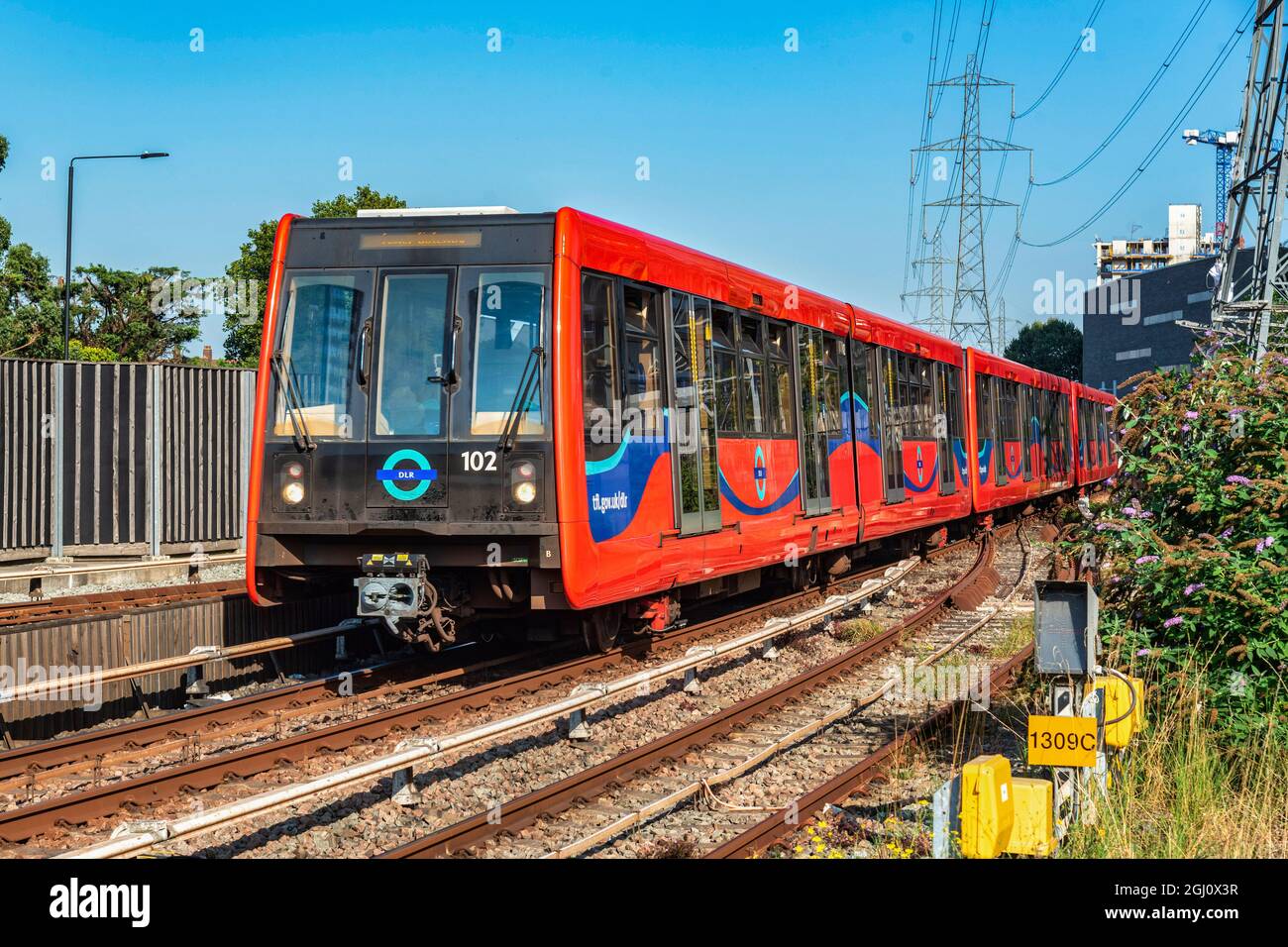 London, UK. 07th Sep, 2021. The Docklands Light Railway (DLR) passes ...