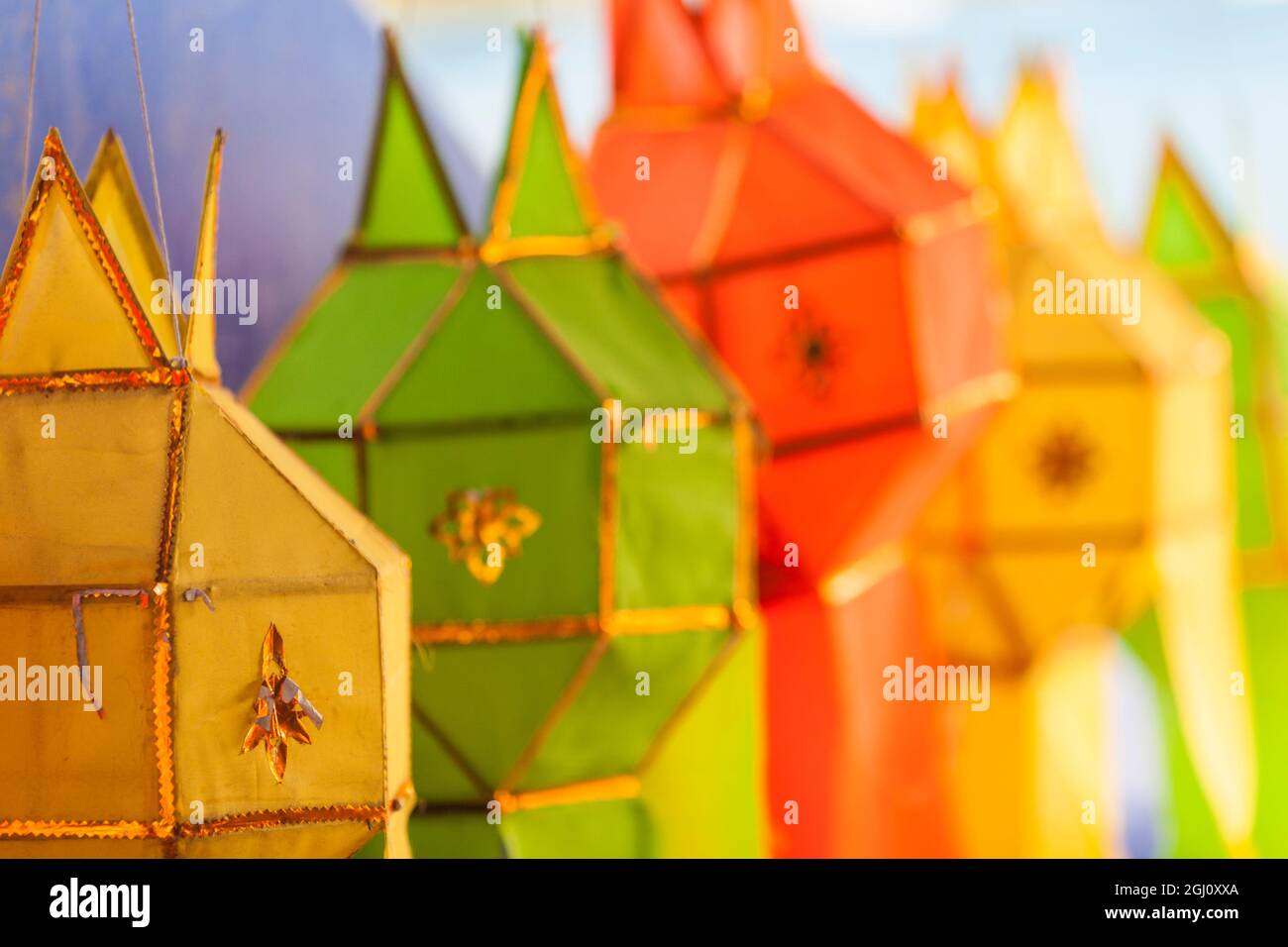 Laos, Luang Prabang. Lanterns along Mekong riverfront Stock Photo - Alamy