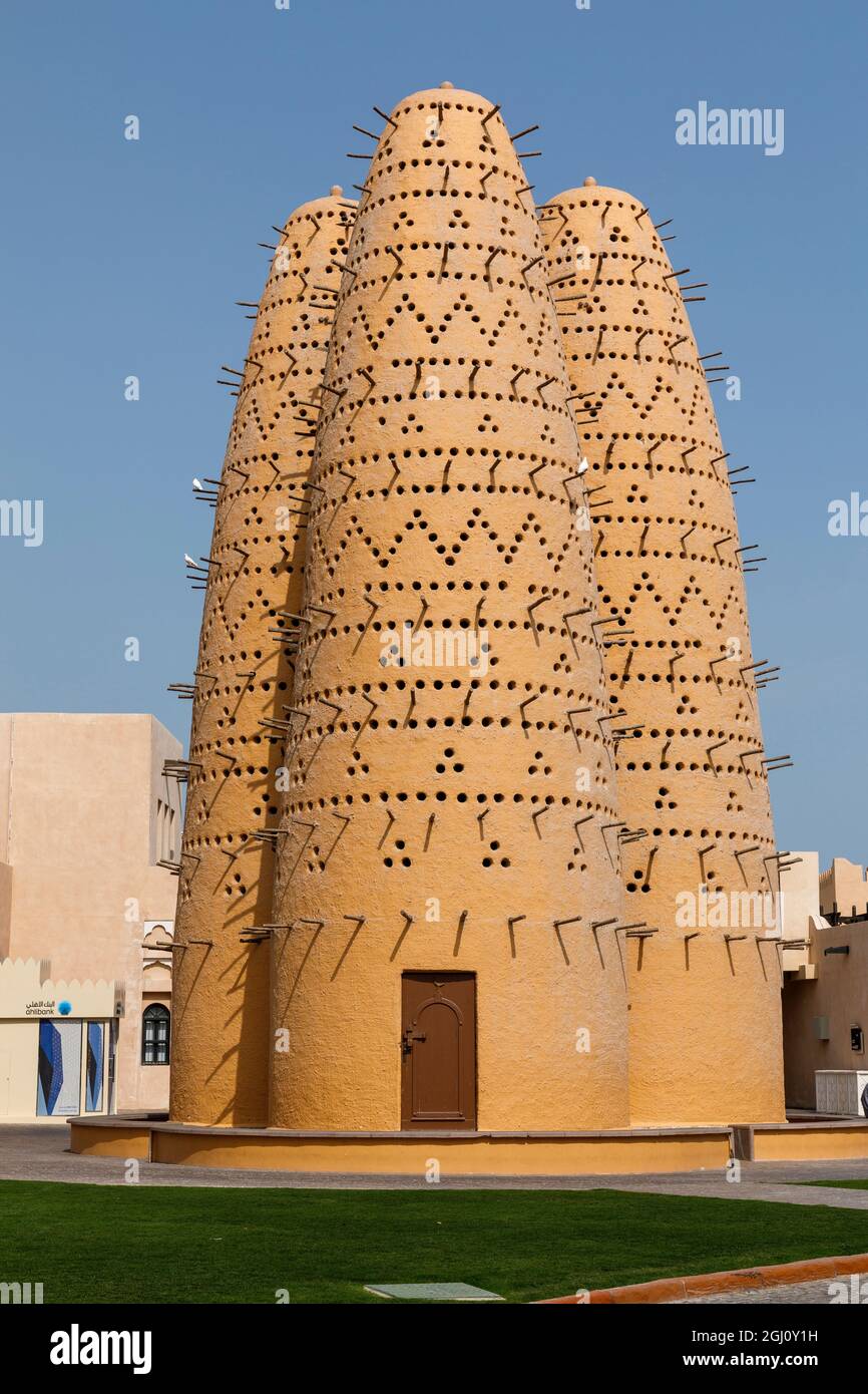 State of Qatar, Doha. Katara Pigeon Towers. Built in 2006-2007 of adobe ...