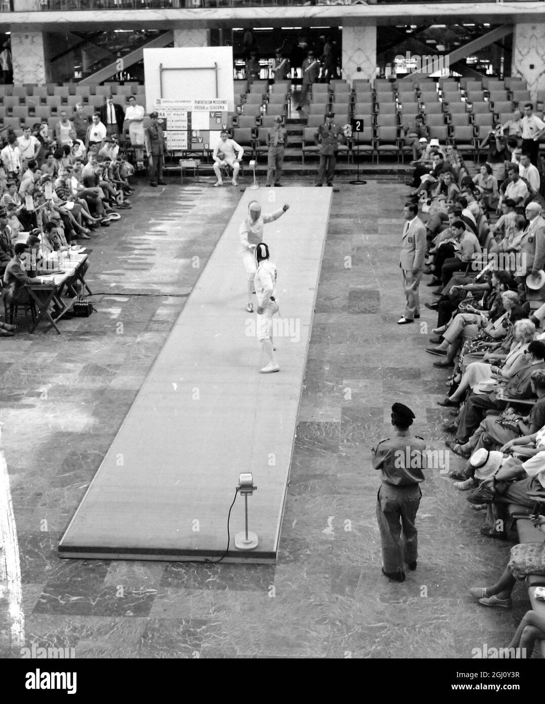 OLYMPIC GAME PENTATHLON FENCING GENERAL VIEW 27 AUGUST 1960 Stock Photo ...