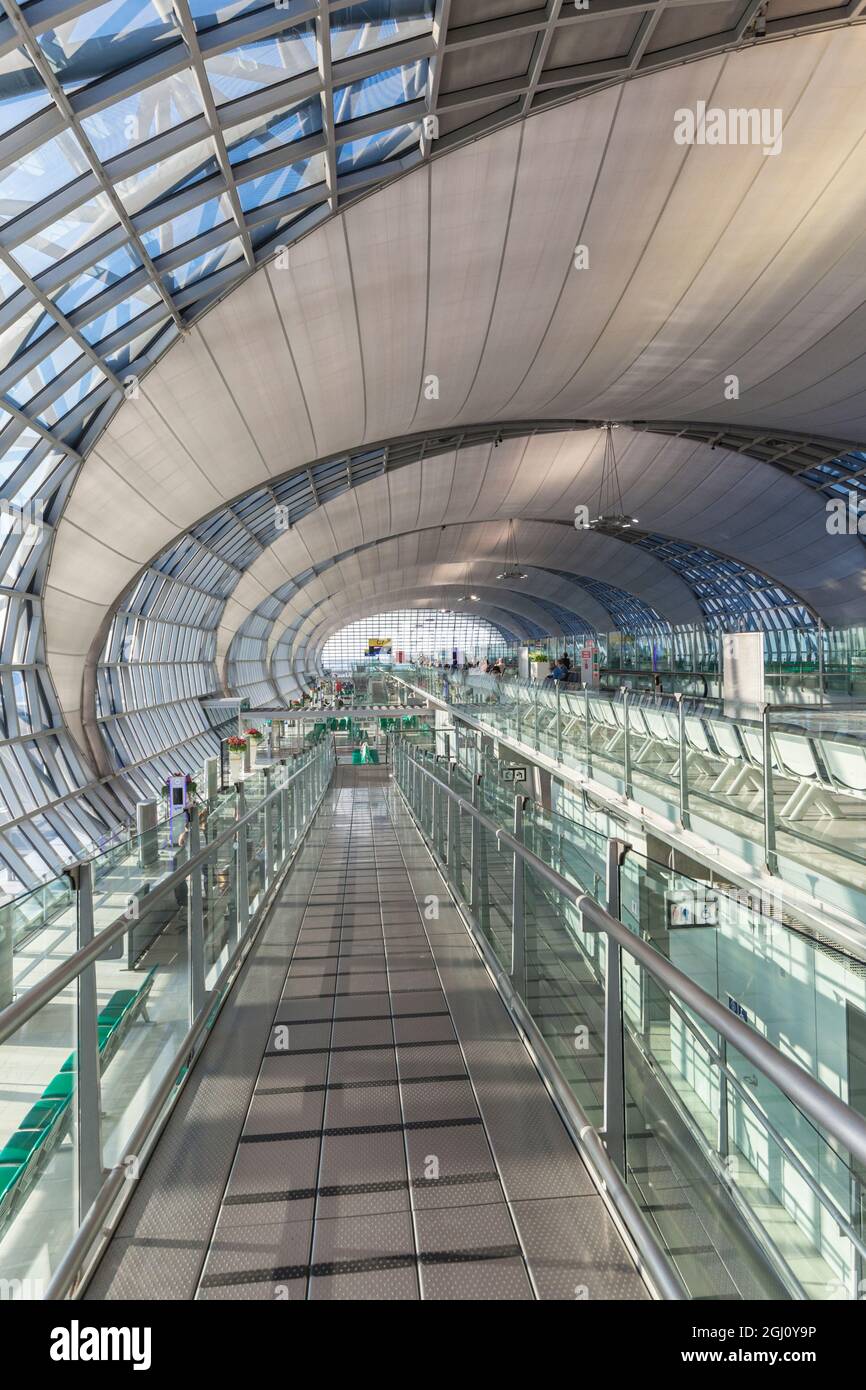 Thailand, Bangkok. Suvarnabhumi International Airport, BKK interior ...