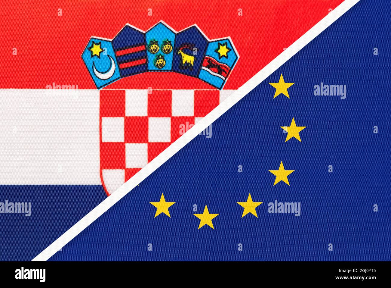 Croatia and European Union, symbol of country. Croatian vs EU national ...
