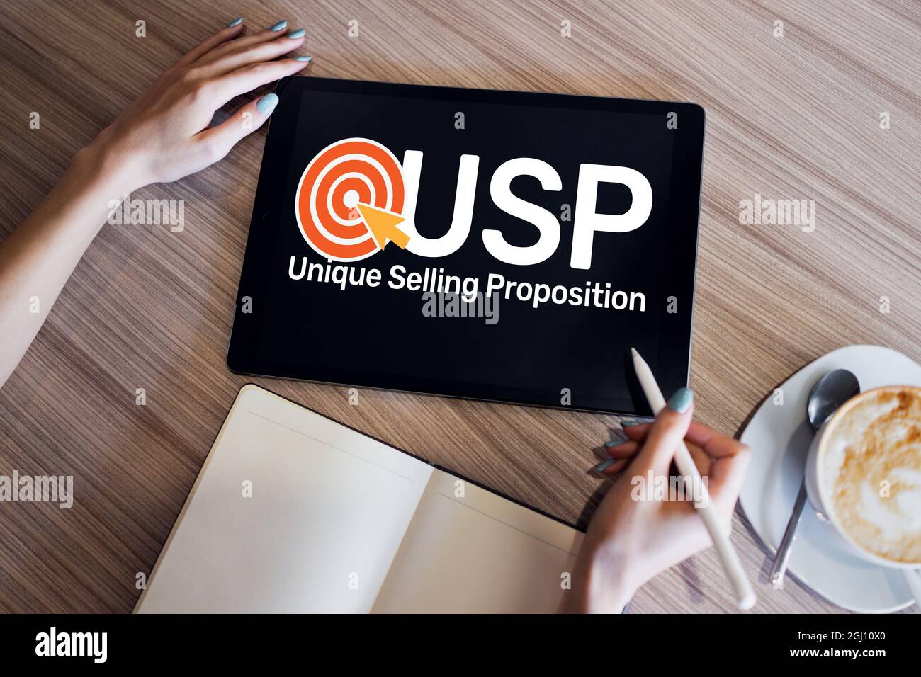 USP - Unique selling propositions. Business and finance concept on ...