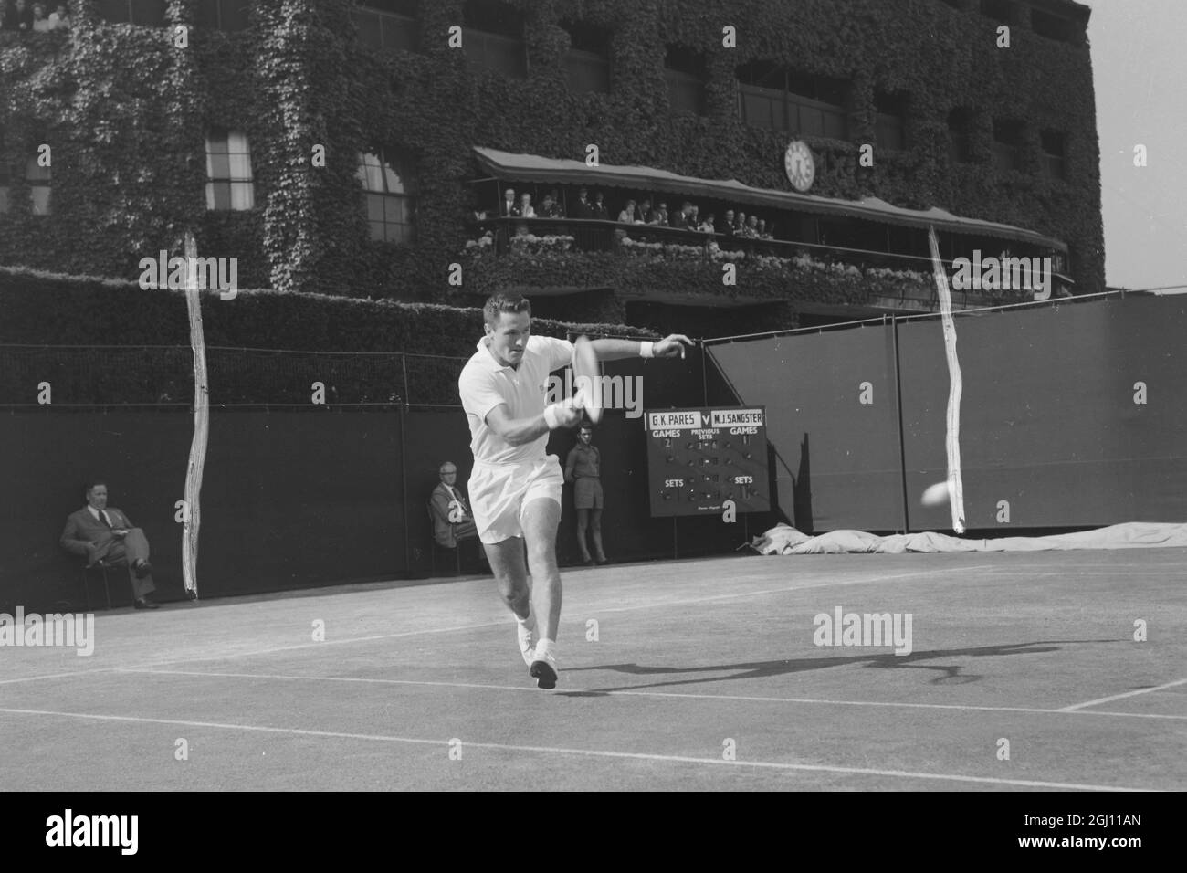 PLAYER MIKE SANGSTER IN ACTION AT WIMBLEDON LAWN TENNIS CHAMPIONSHIPS ...