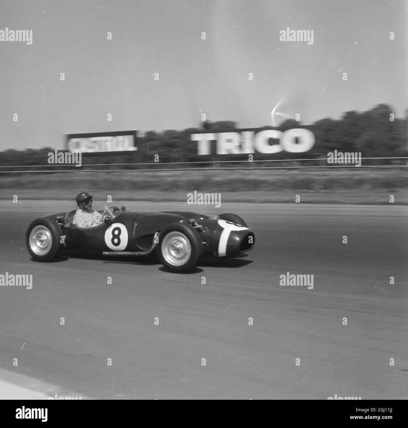 RACING DRIVER JACK FAIRMAN DRIVES FERGUSON RACING CAR IN SILVERSTONE ...