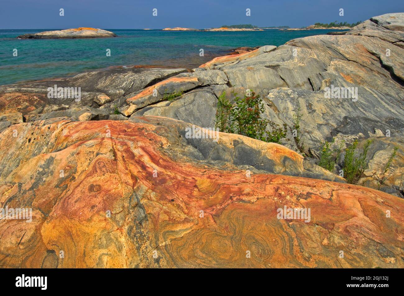 Canada, Ontario, Killarney Provincial Park, Precambrian Shield rock ...