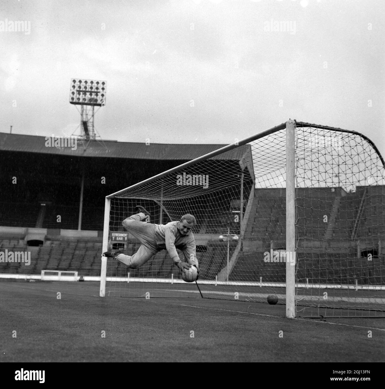 AUSTRIAN GOALKEEPER GERNOT FRAYDL IN FOOTBALL ACTION ; 3 APRIL 1962 ...