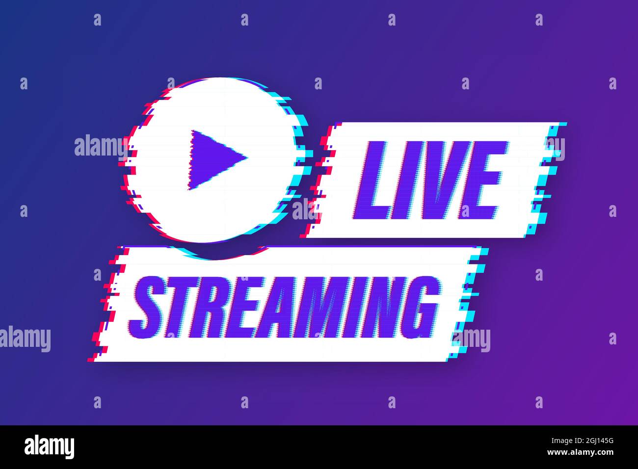 Live streaming logo. Glitch icon. Stream interface. Vector stock ...