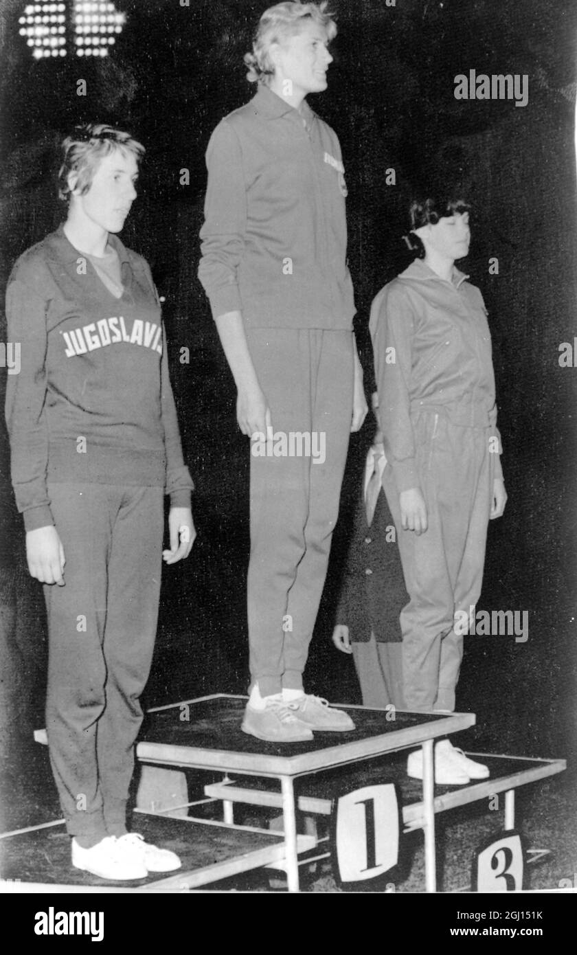 ATHLETES GERE, BALAS IOLANDA, KNOWLLES - HIGH JUMP WINNERS ON A PODIUM ...