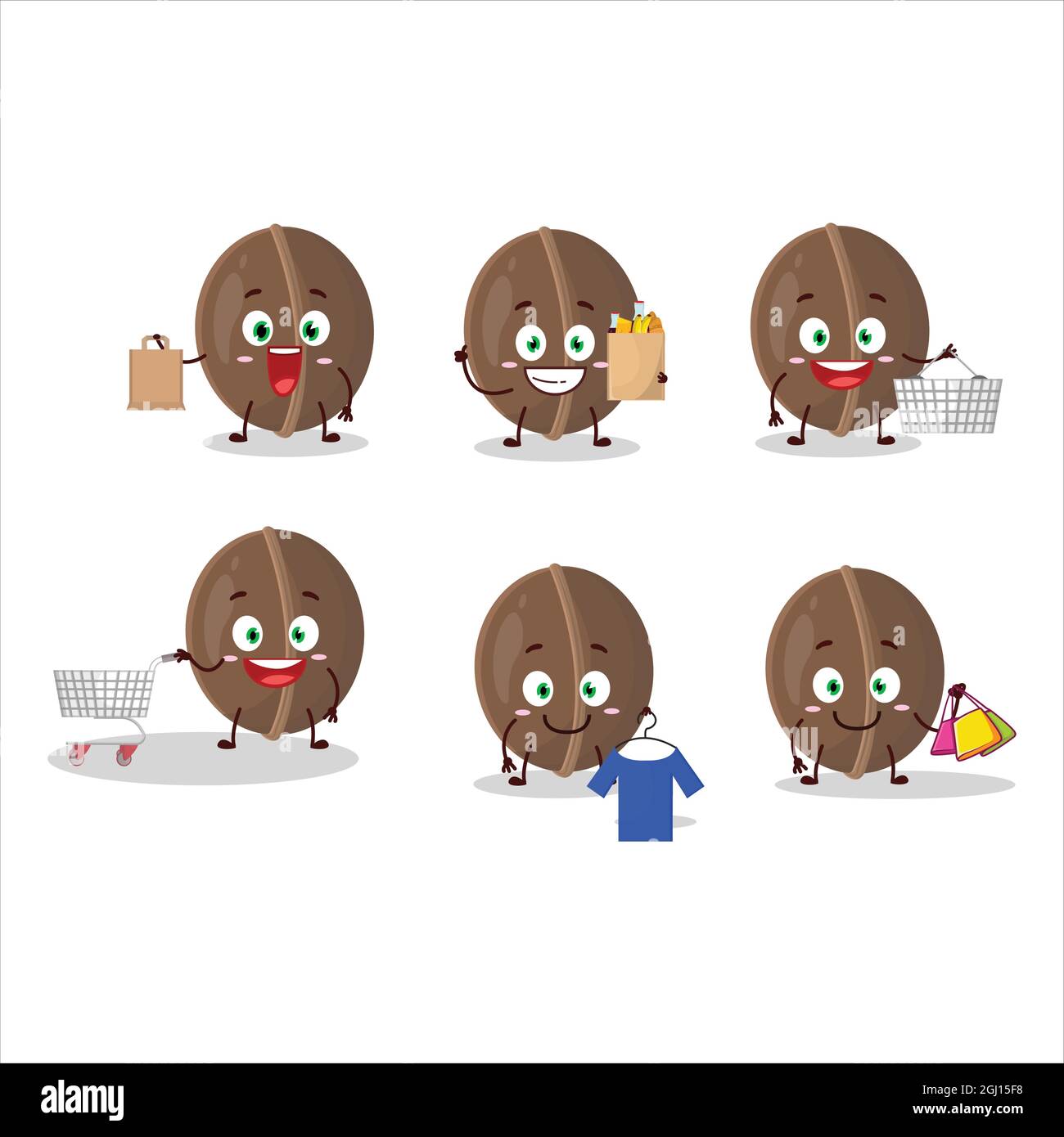 A Rich walnuts mascot design style going shopping. Vector illustration ...