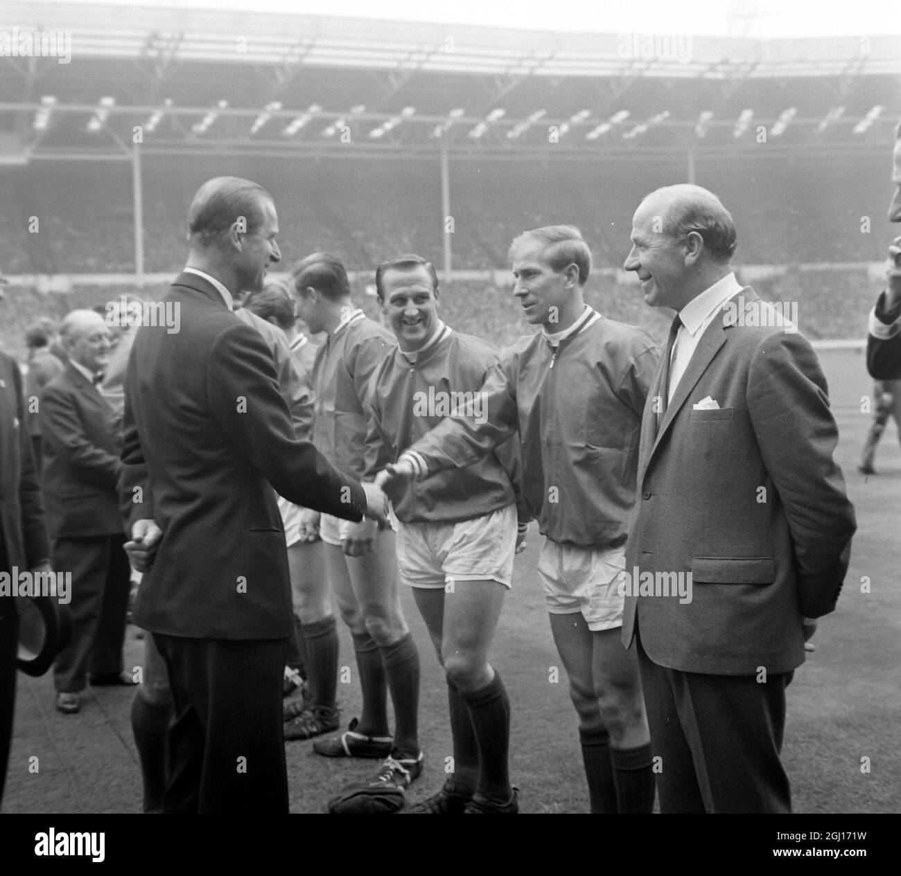 FOOTBALLER BOBBY CHARLTON WITH PRINCE PHILIP AT WEMBLEY STADIUM - THE ...
