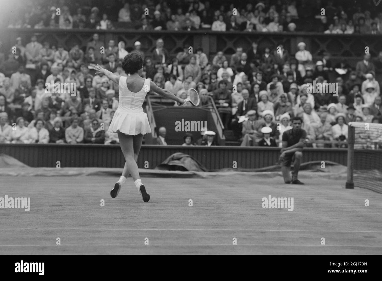 JANE ALBERT IN ACTION AT TOURNAMENT IN WIMBLEDON INTERNATIONAL TENNIS ...