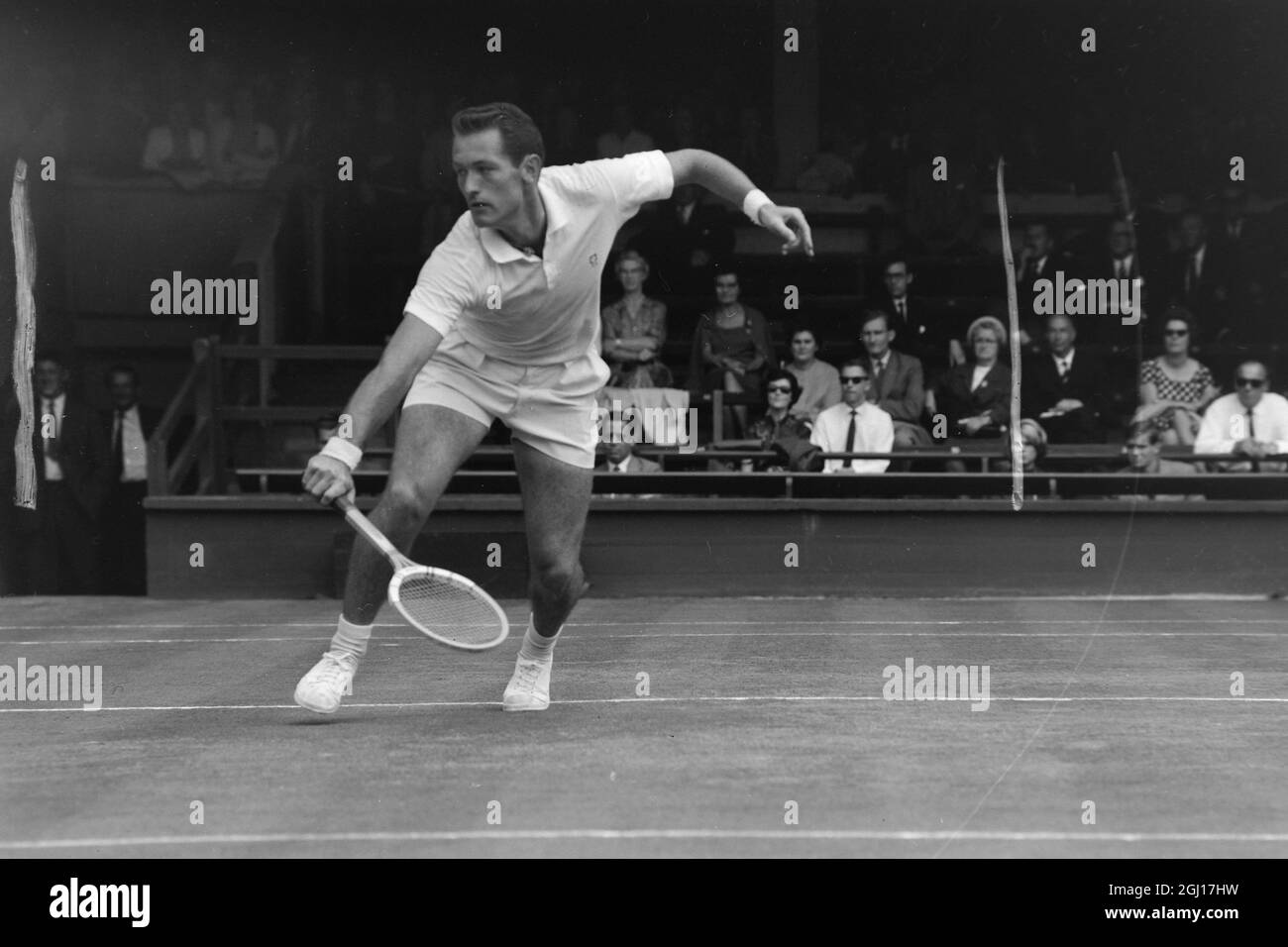 TENNIS PLAYER MIKE SANGSTER IN ACTION IN LONDON - ; 5 AUGUST 1963 Stock ...