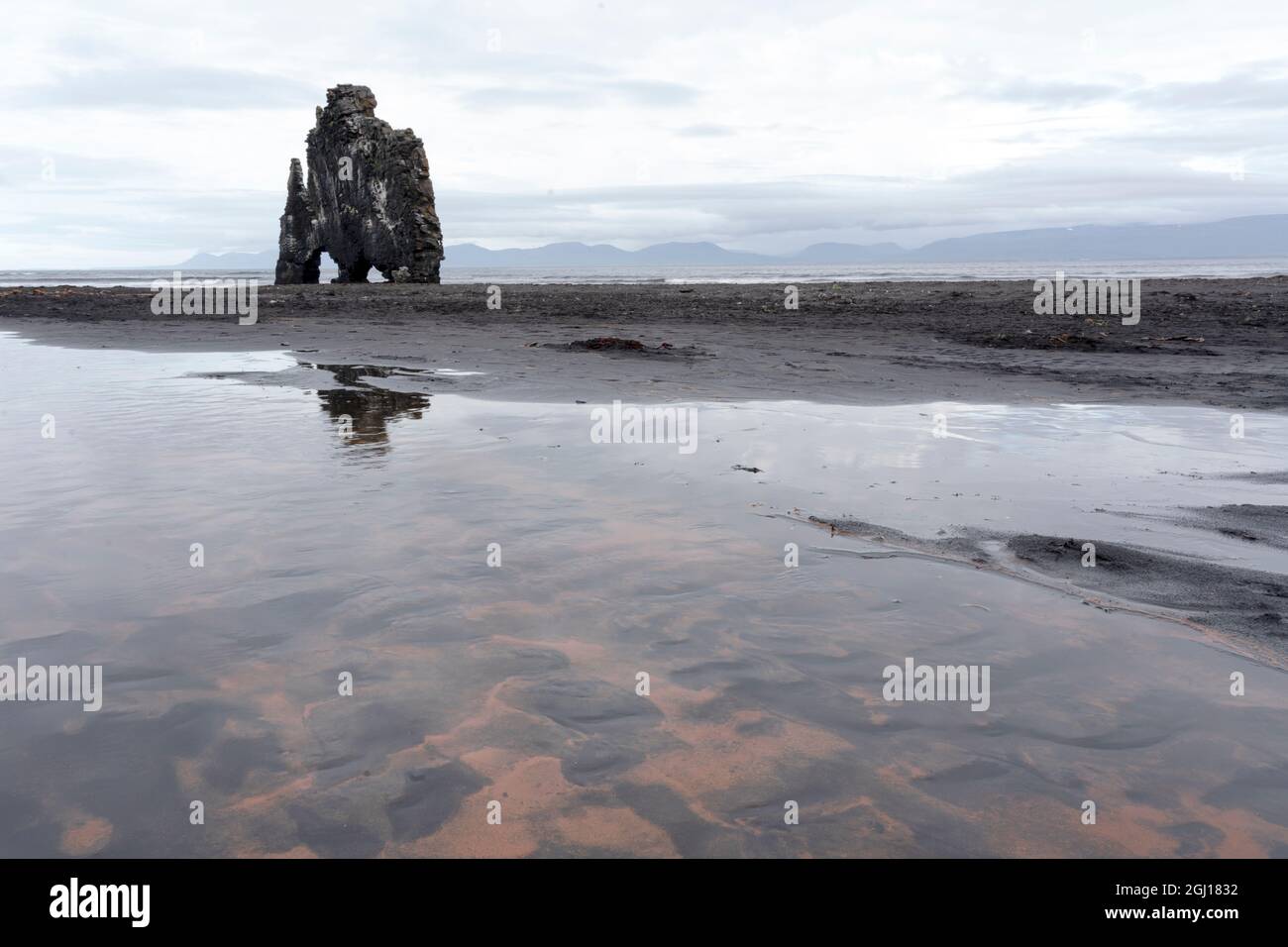 Iceland, Hvitserkur. This sea stack or monolith represents a legend ...