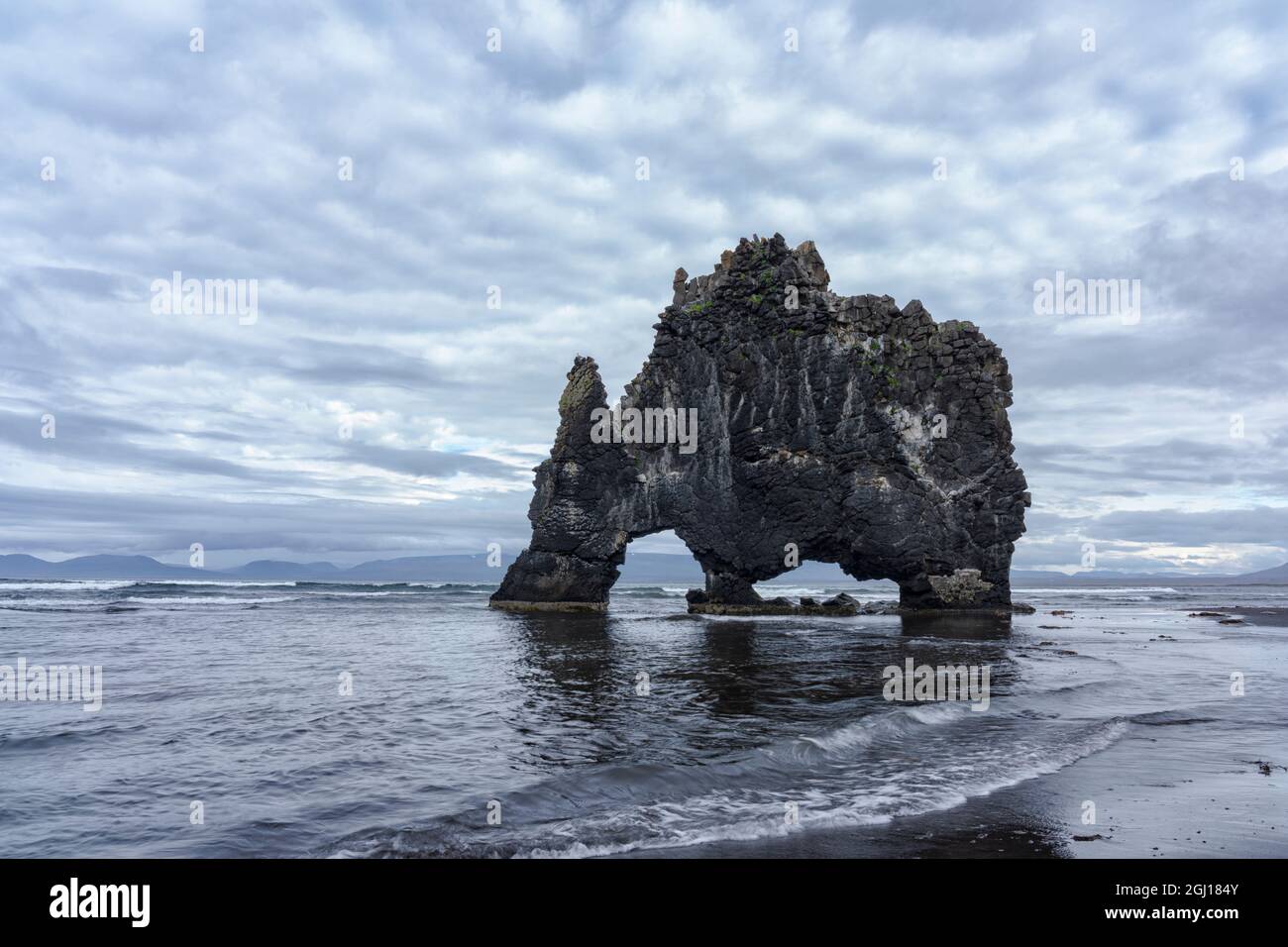 Iceland, Hvitserkur. This sea stack or monolith represents a legend ...