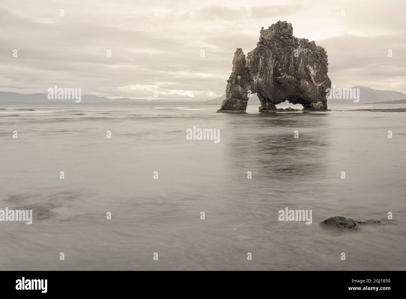 Iceland, Hvitserkur. This sea stack or monolith represents a legend ...