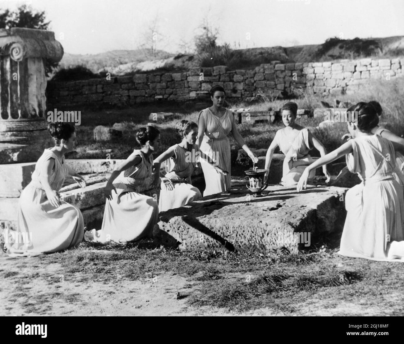 WINTER OLYMPICS ANCIENT CEREMONY HIGH PRIESTESSES AROUND BOWL - TORCH ...