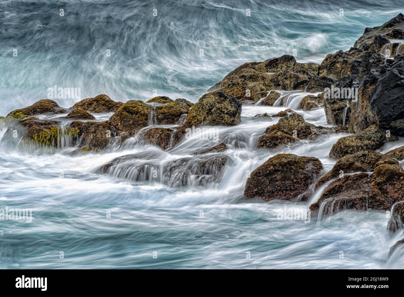 pico island azores lava cliffs waves on the rocks panorama Stock Photo ...