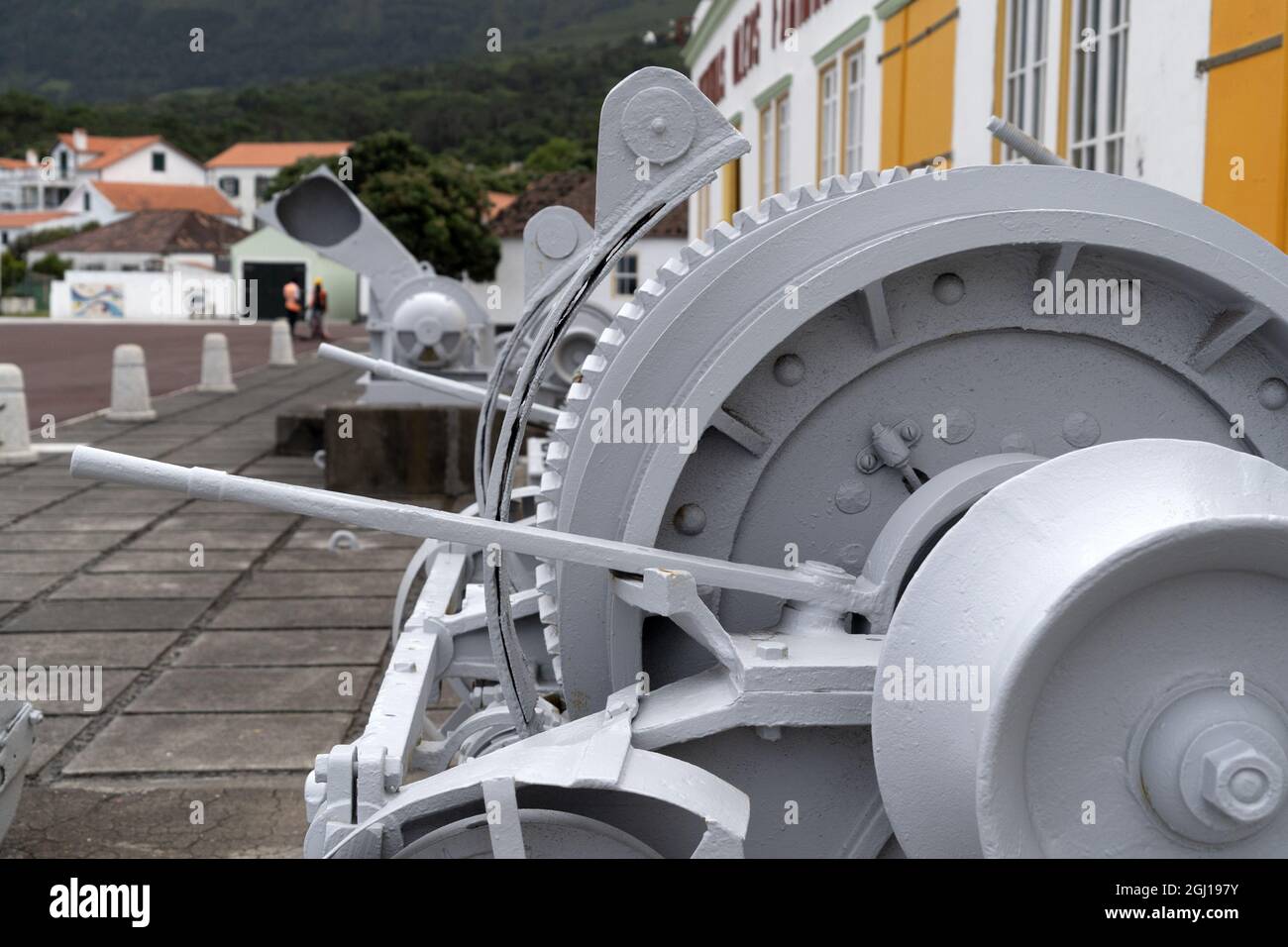 iron industrial winch wheel detail close up Stock Photo - Alamy