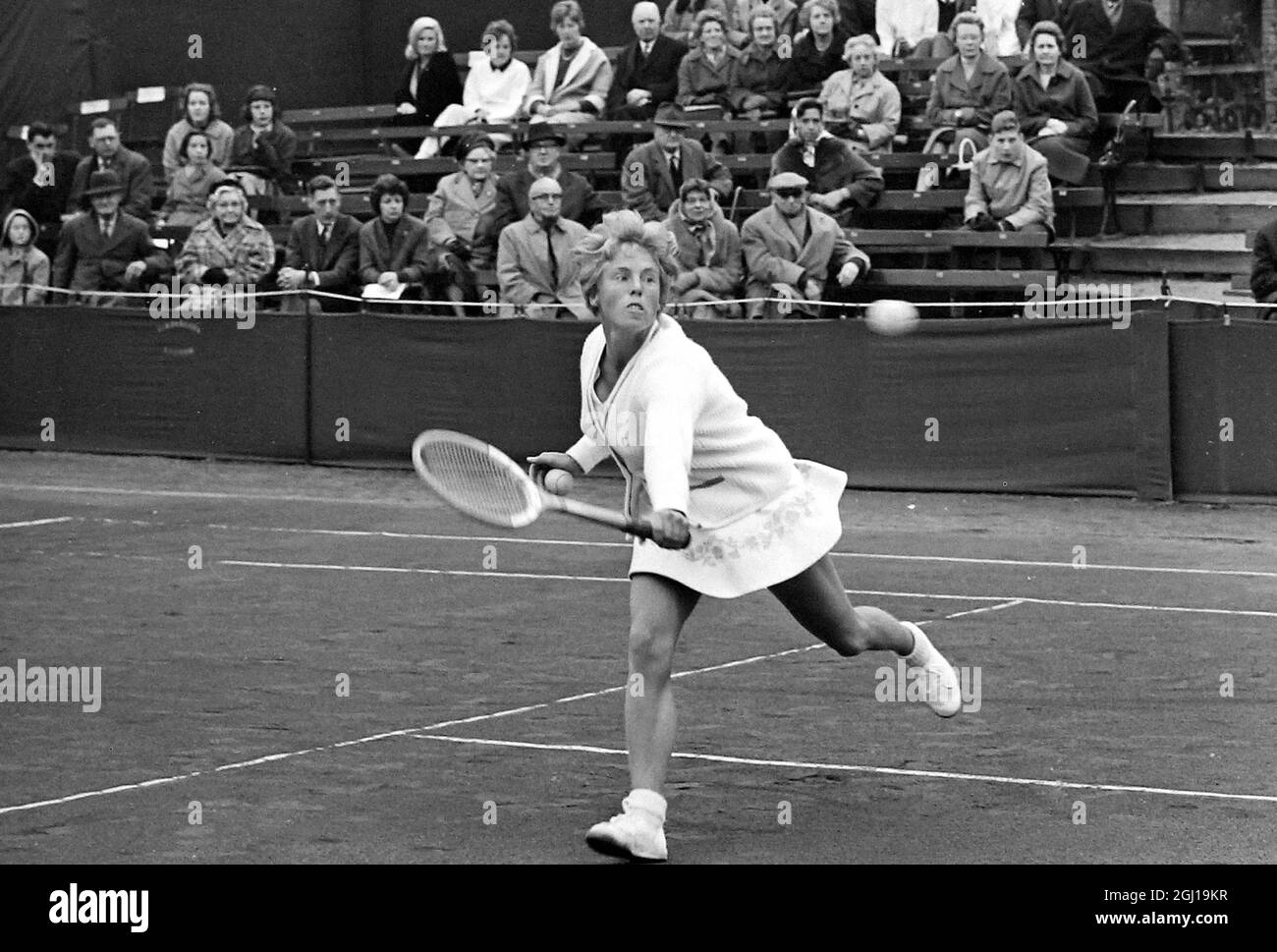 TENNIS PLAYER ANN JONES IN ACTION AGAINST TRUMAN NELL - ; 10 APRIL 1964 ...