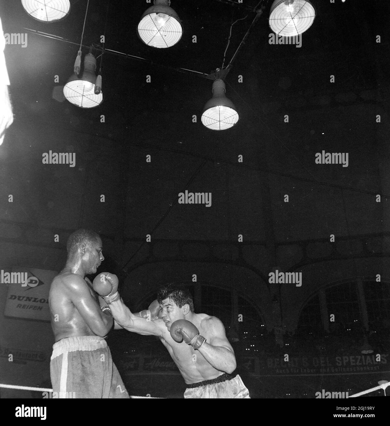 BOXING KARL MILDENBERGER V ZORA FOLLEY IN ACTION IN FRANKFURT, GERMANY ...