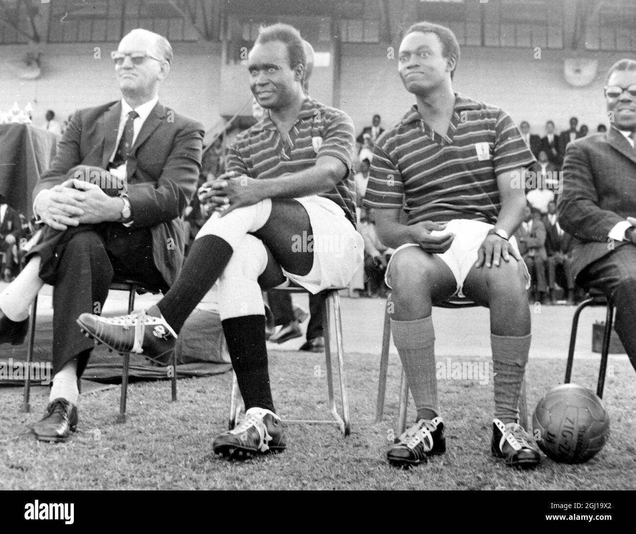 KENNETH KAUNDA WITH RUSHTON M MUDENDA E MTINE T AT FOOTBALL MATCH IN ...