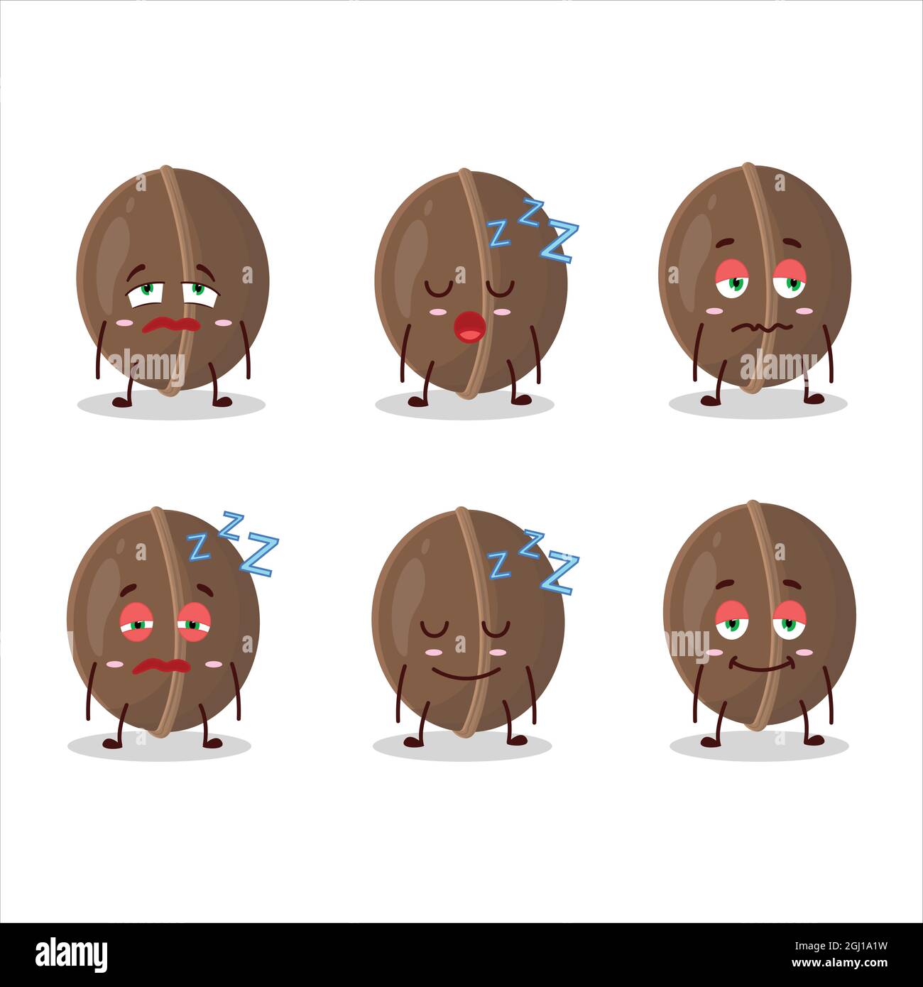 Cartoon character of walnuts with sleepy expression. Vector ...