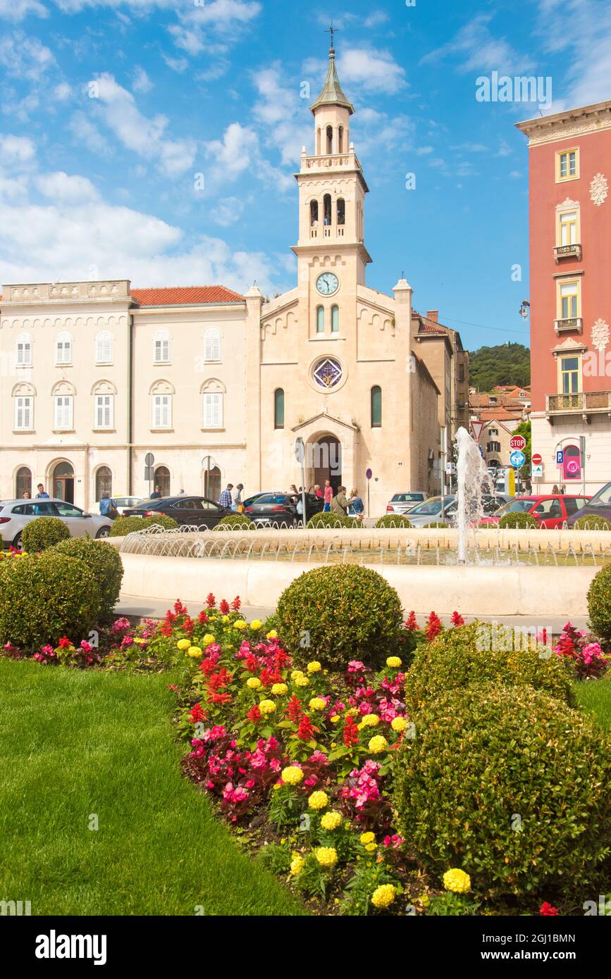Croatia, Split. Church and Monastery of St. Francis and fountain of ...