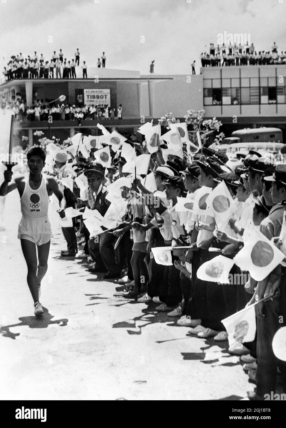 JAPANESE FLAGS TORCHBEARING ATHLETE ARRIVES IN OKINAWA ; 10 SEPTEMBER ...