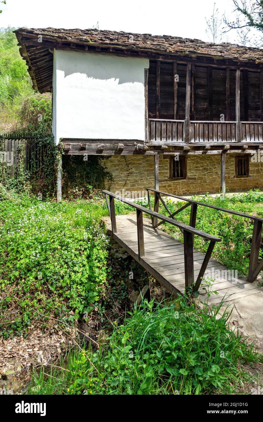 Typical street and old houses at historical village of Bozhentsi ...