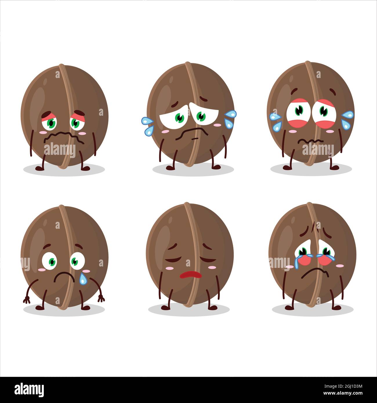 Walnuts cartoon in character with sad expression. Vector illustration ...