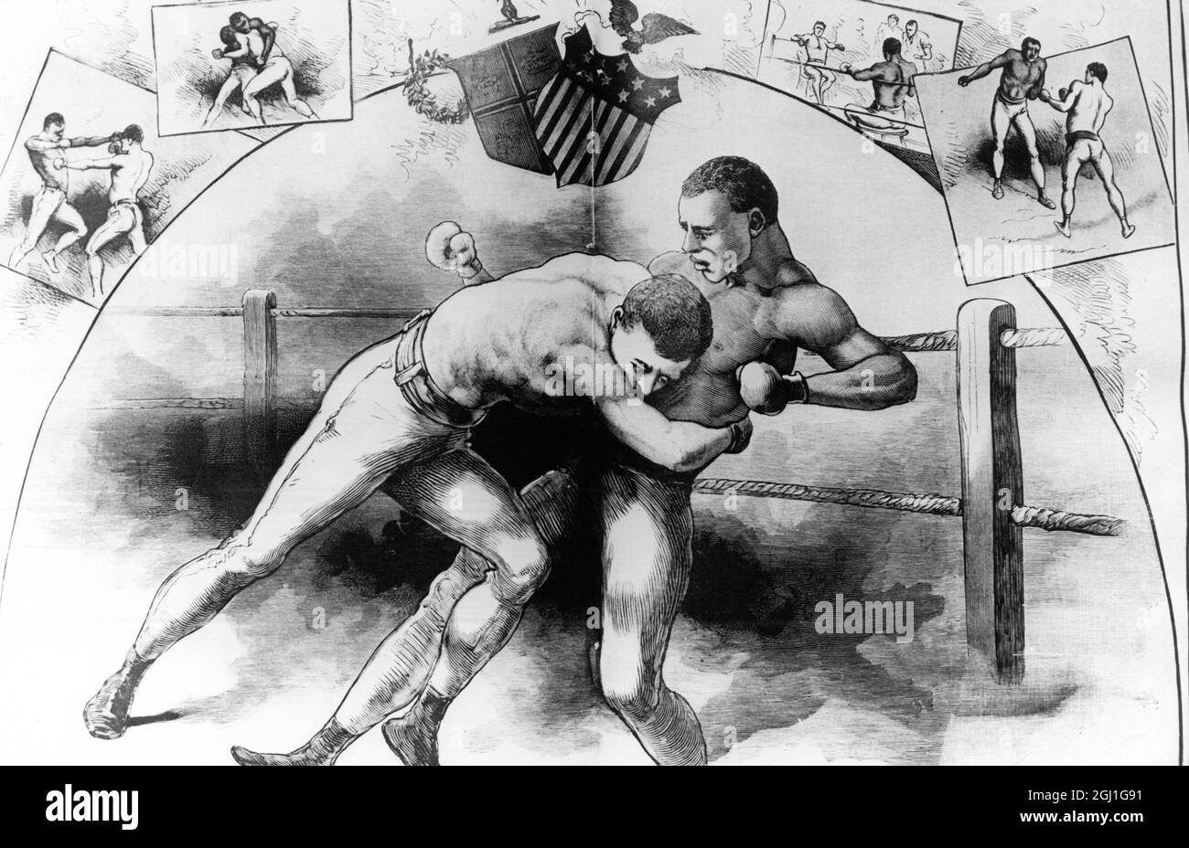 James John Corbett ( left ) v Peter Jackson during their 61 round fight ...