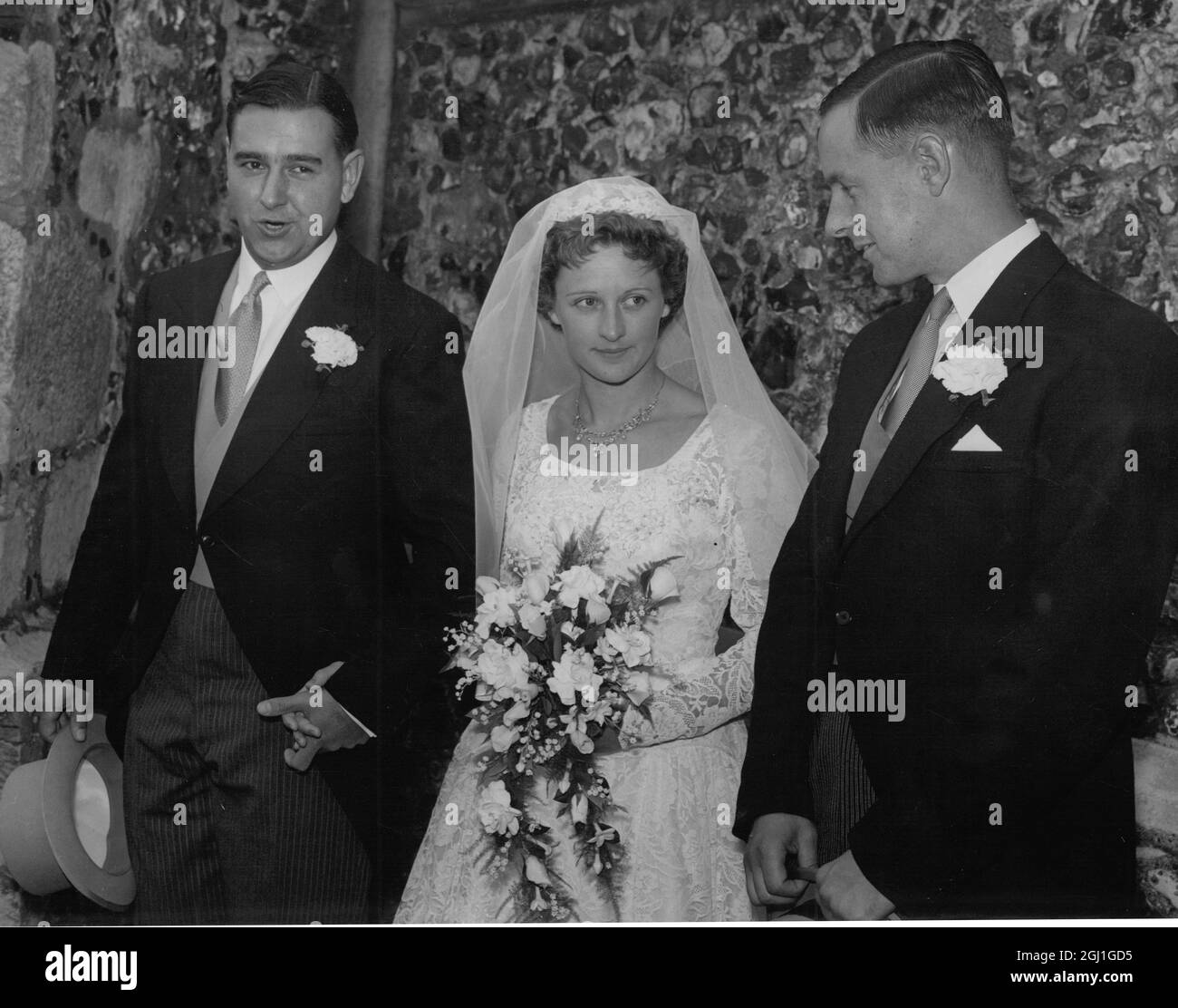 England cricket captain Peter May (right as best man ) with his ...