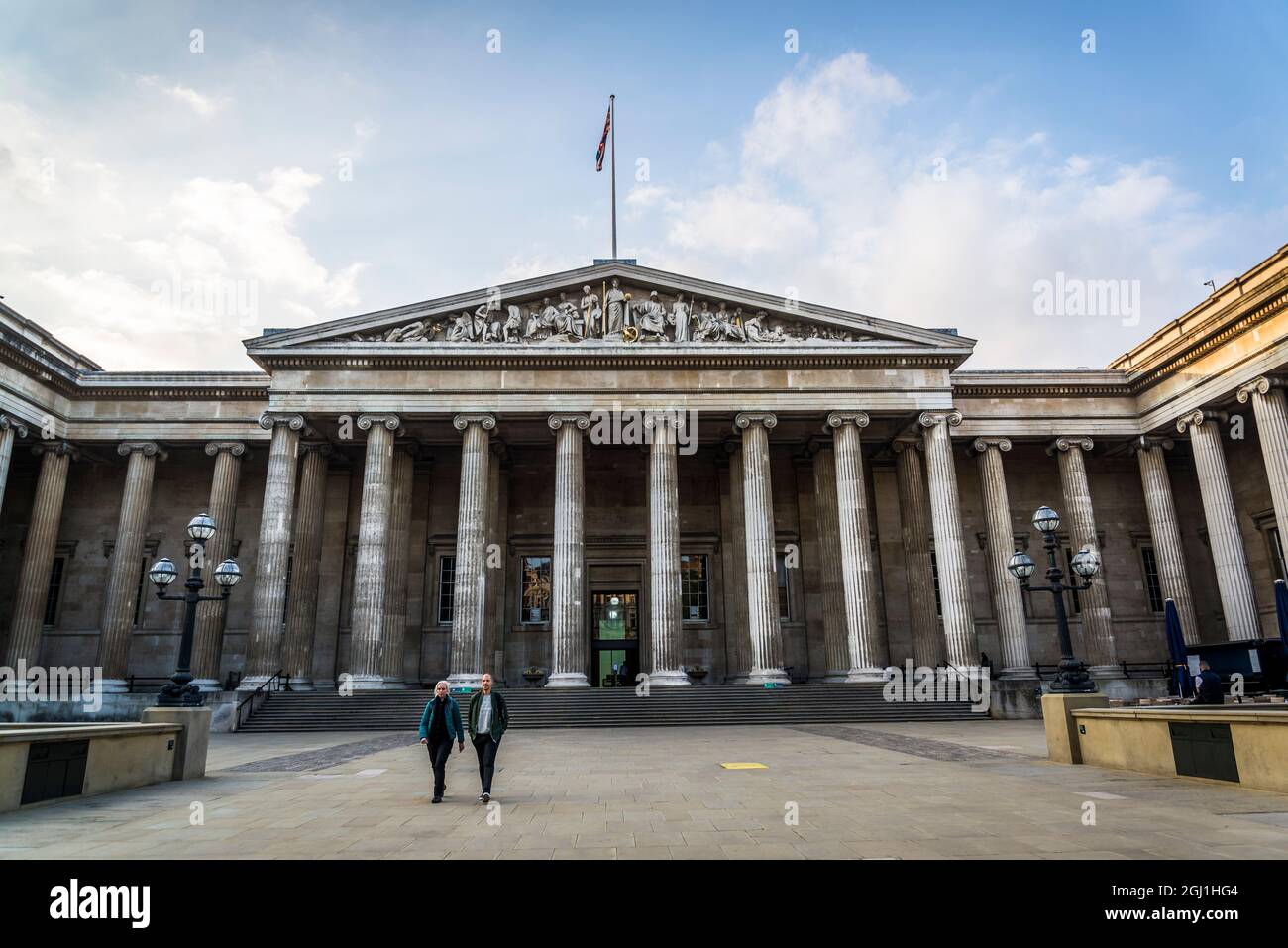 Main facade of The British Museum, a major public institution dedicated ...