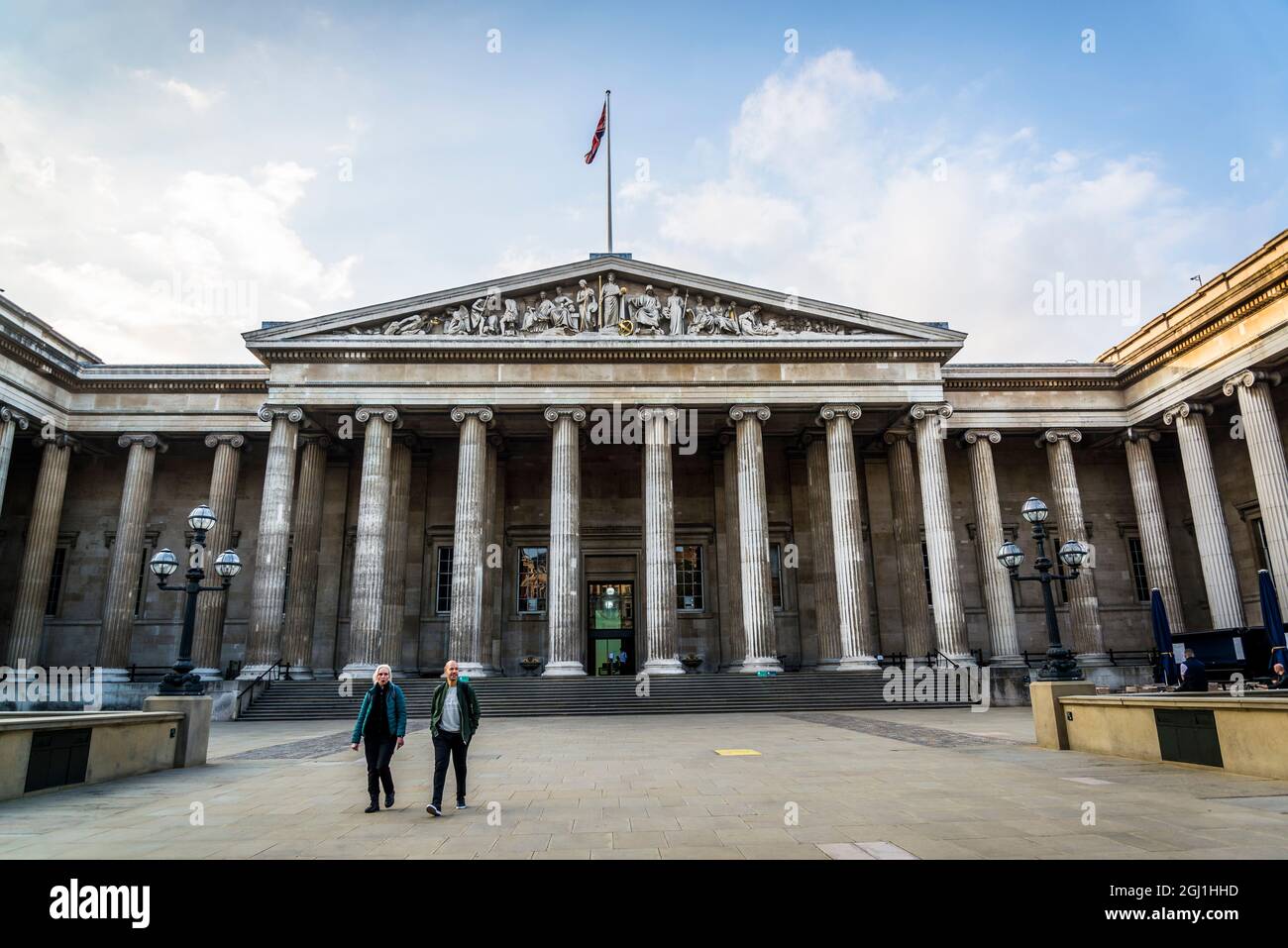 Main facade of The British Museum, a major public institution dedicated ...