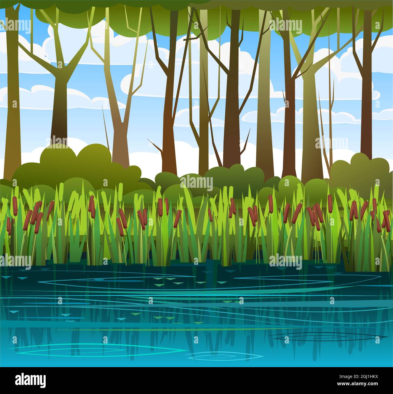 Overgrown lake Stock Vector Images - Alamy