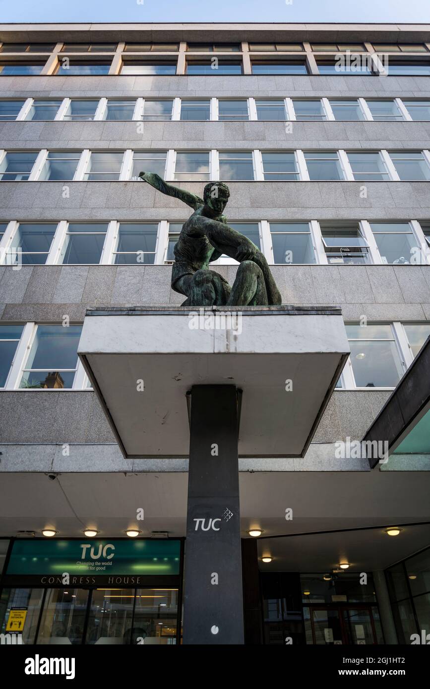 Bernard Meadows' statue 'The Spirit of Brotherhood' in front of the TUC ...
