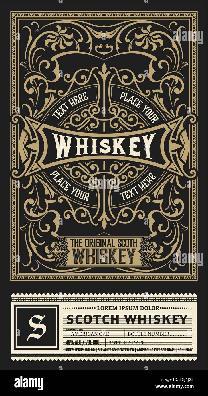 Whiskey label with old frames Stock Vector Image & Art - Alamy