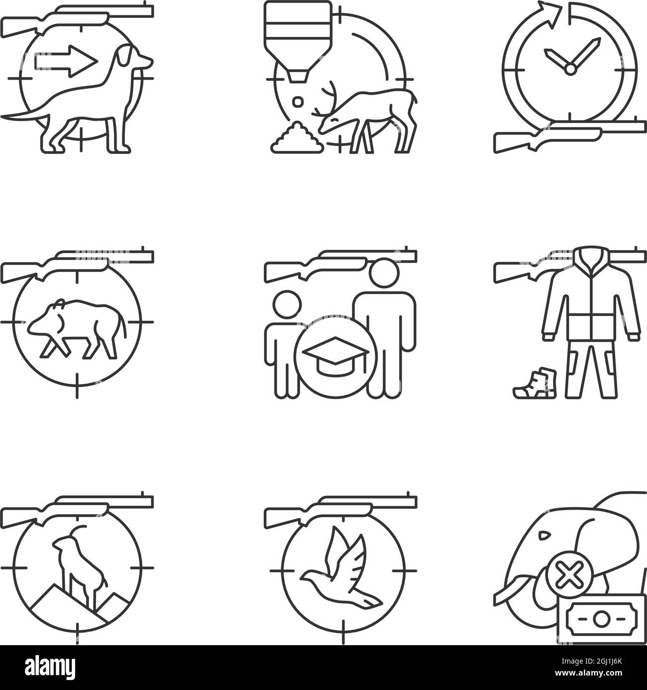 Animal hunter linear icons set Stock Vector Image & Art - Alamy