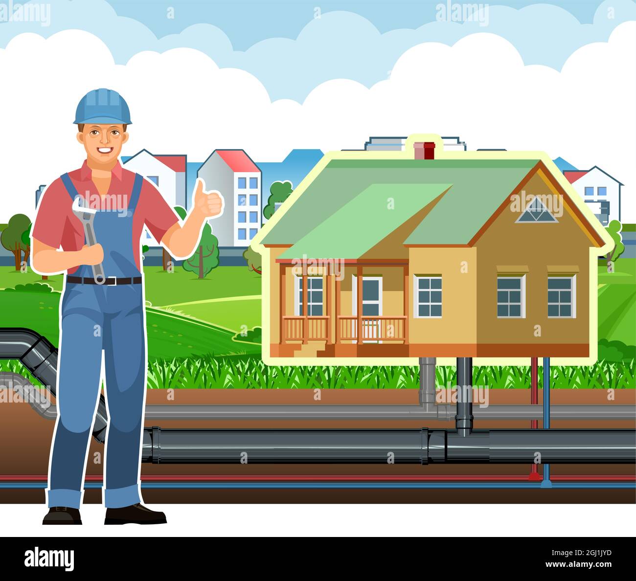 Plumber worker in uniform Stock Vector Images - Alamy