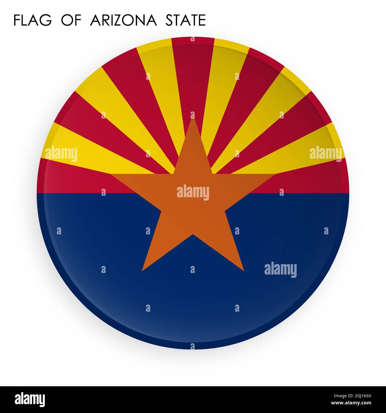 american state of ARIZONA flag icon in modern neomorphism style. Button ...
