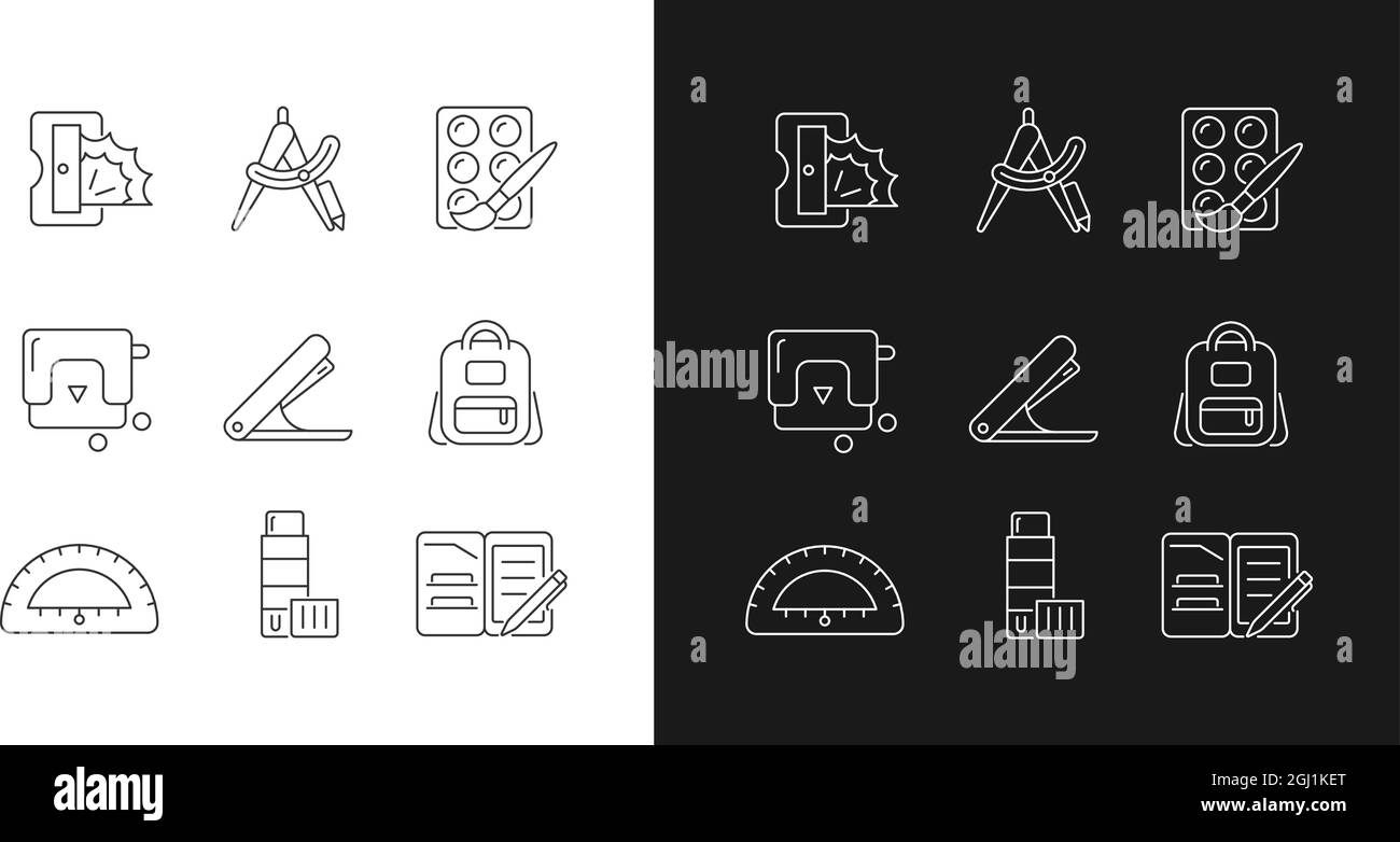 Back to school shopping linear icons set for dark and light mode Stock ...
