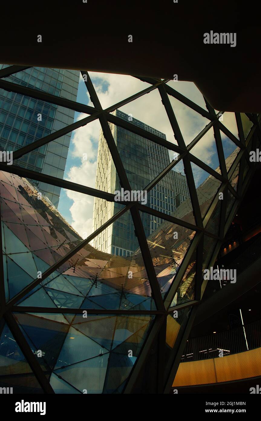FRANKFURT, GERMANY - Aug 31, 2021: View from inside MyZeil Shopping ...