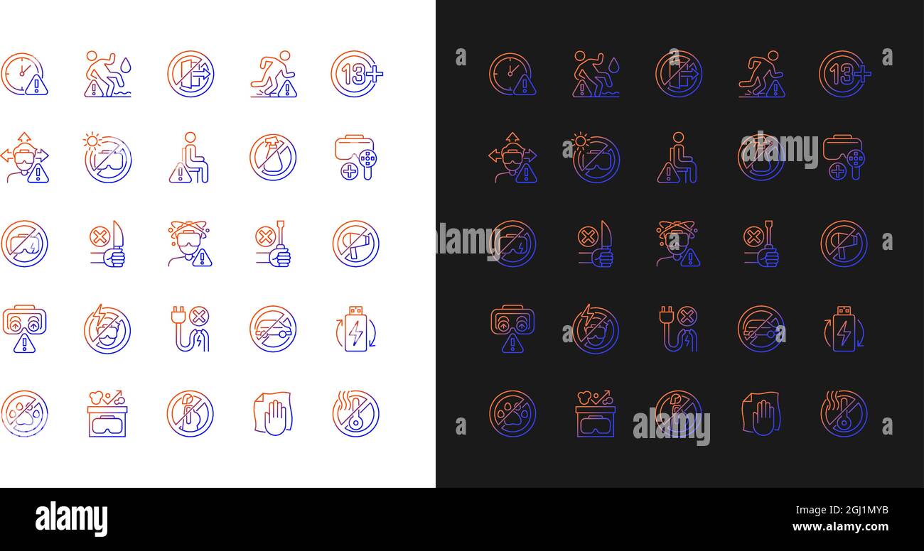 Vr headset gradient manual label icons set for dark and light mode ...