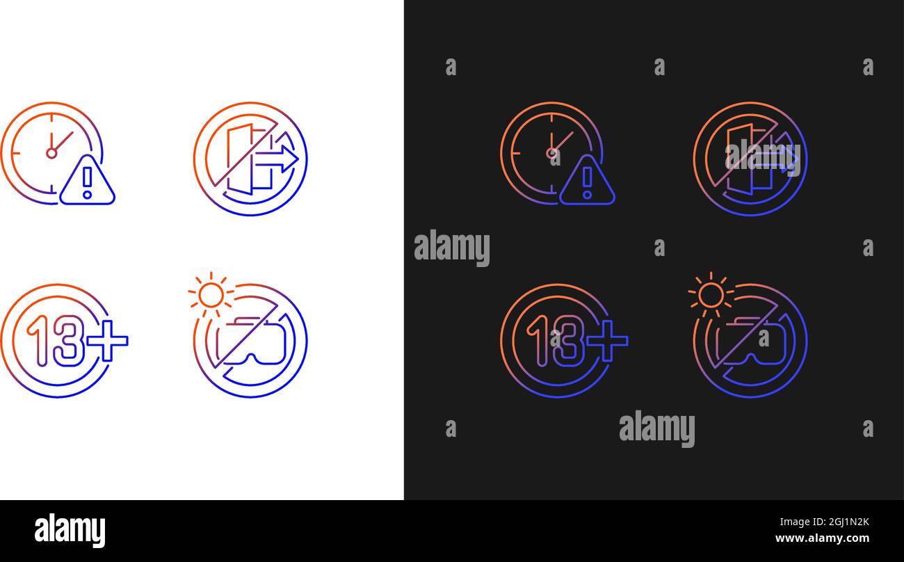 Vr headset gradient manual label icons set for dark and light mode ...