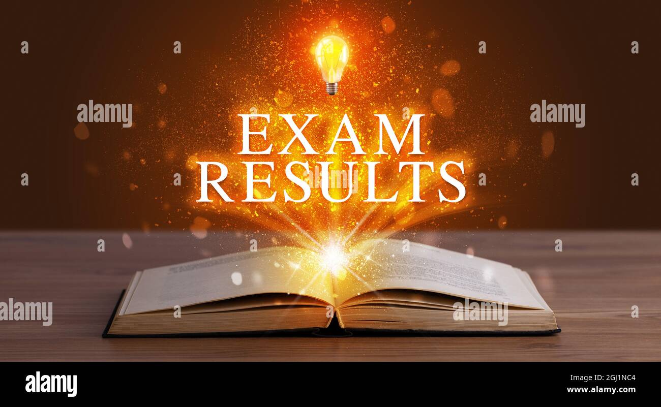 Educational inscription coming out from an open book Stock Photo - Alamy