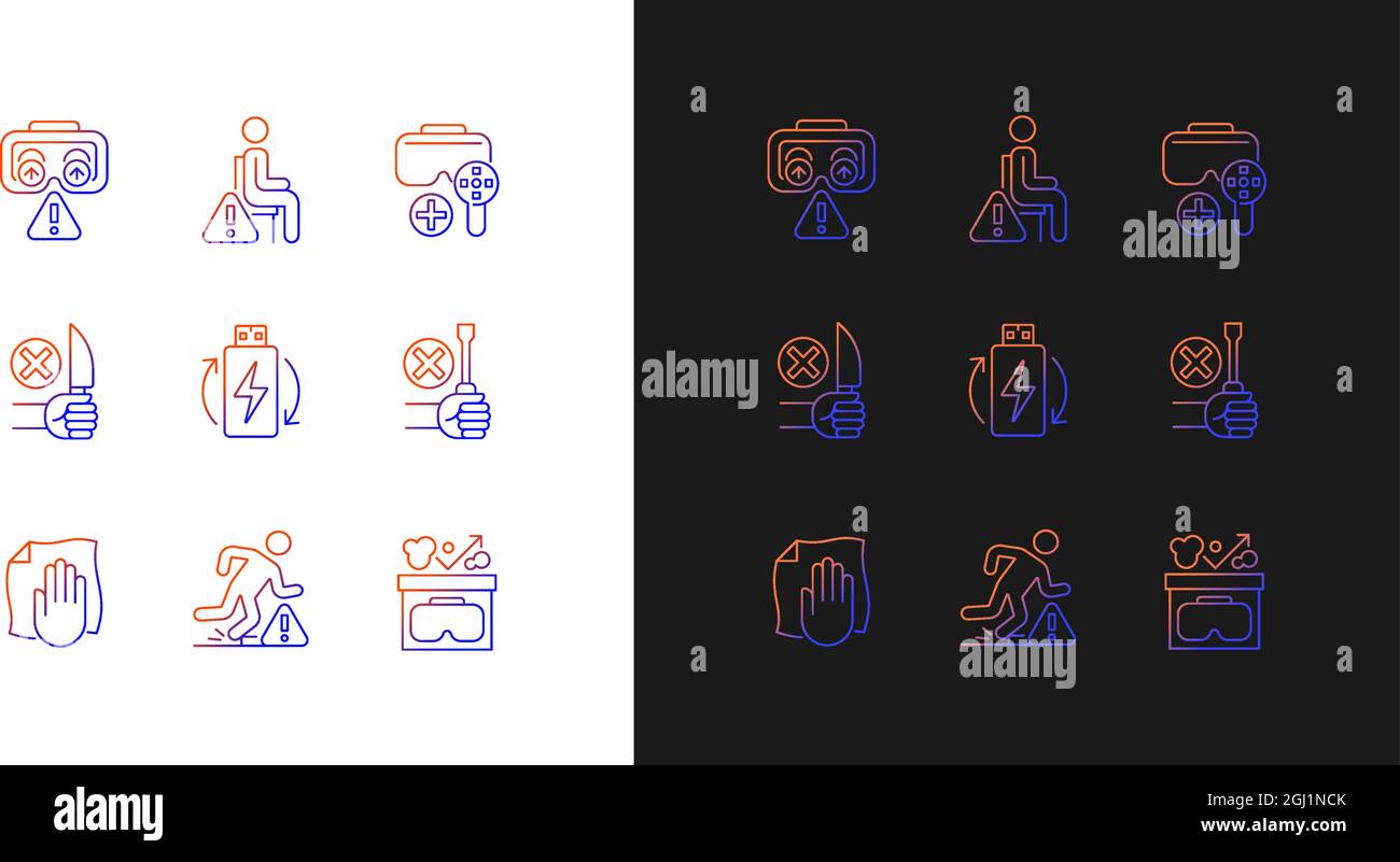 Vr guide gradient manual label icons set for dark and light mode Stock ...