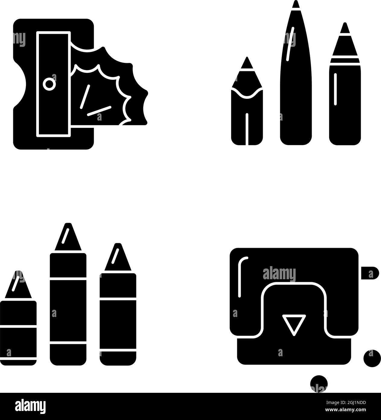 Painter essentials black glyph icons set on white space Stock Vector ...