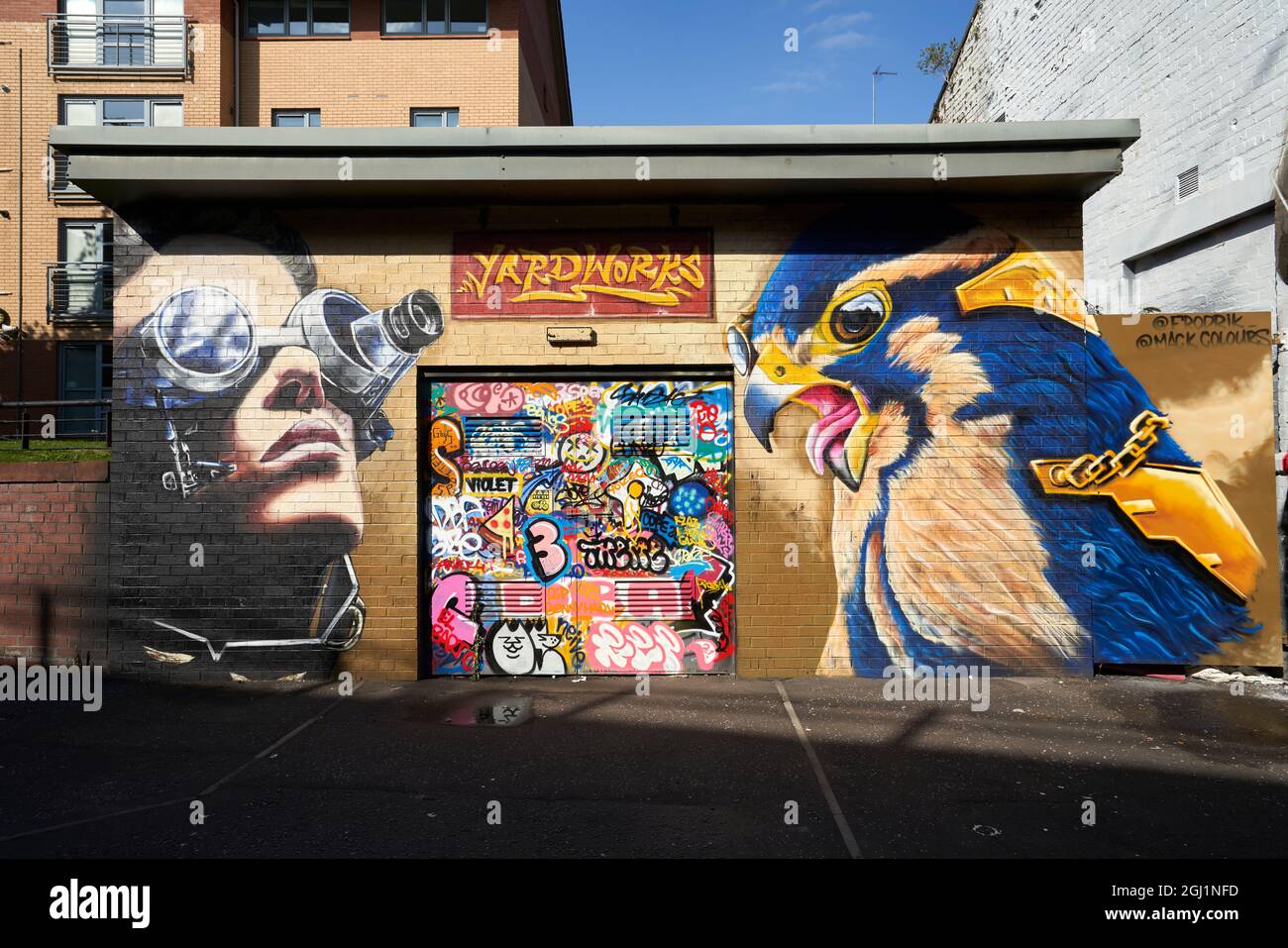 Stunning street art murals on buildings along Eastvale Place near SWG3 ...